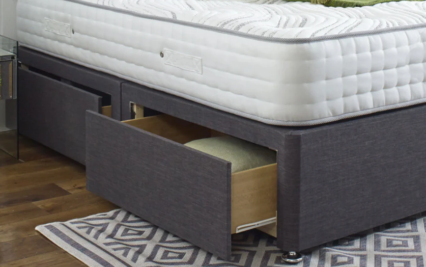 Fraser Divan Drawer Storage - Grey Plush - 6ft Superking - Bedroomking