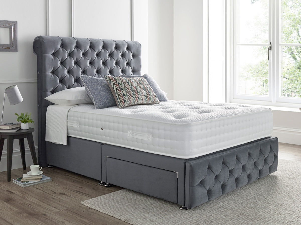 Lucy High End Bed Frame - Cream Plush / Tall Headboard / 5FT Kingsize ...