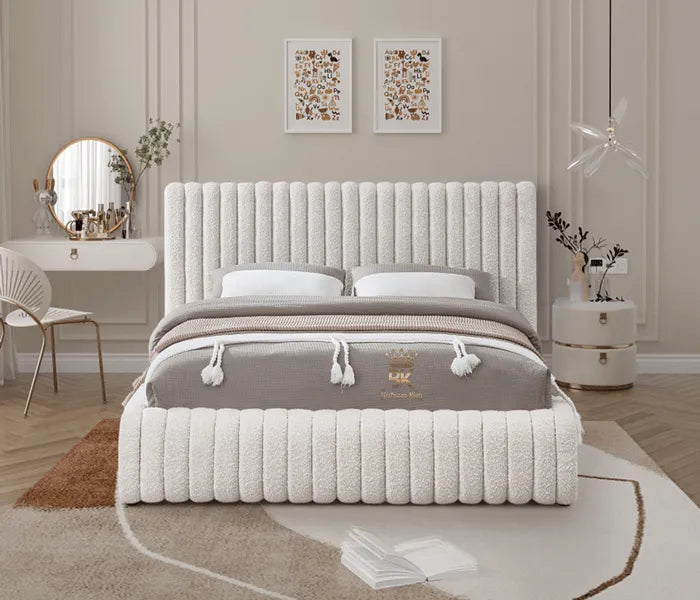 Nora Teddy Boucle Fabric Storage Bedframe - 6ft Super King Size ...