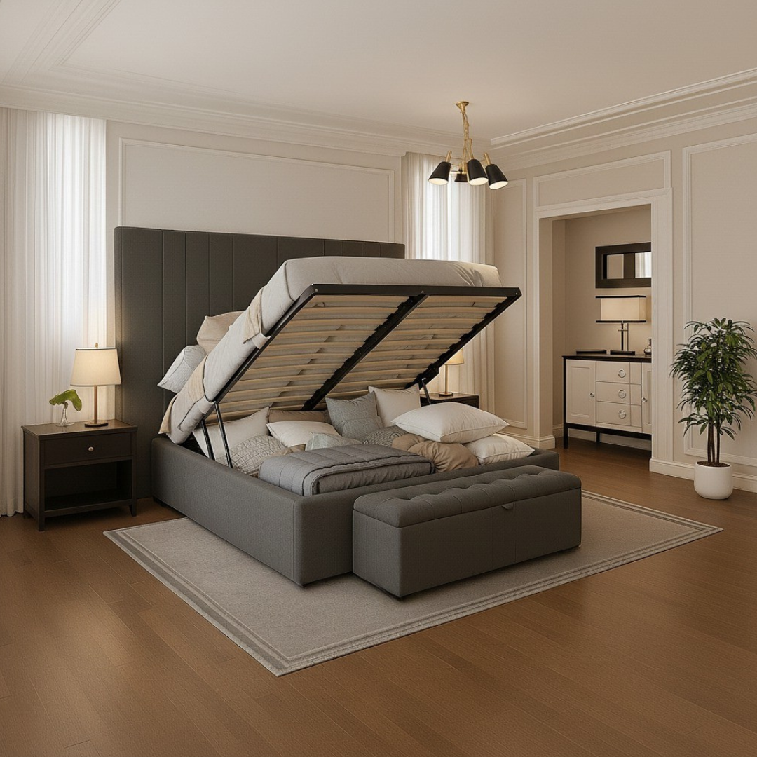 Lucy High End Bed Frame - Cream Plush / Tall Headboard / 5FT Kingsize ...