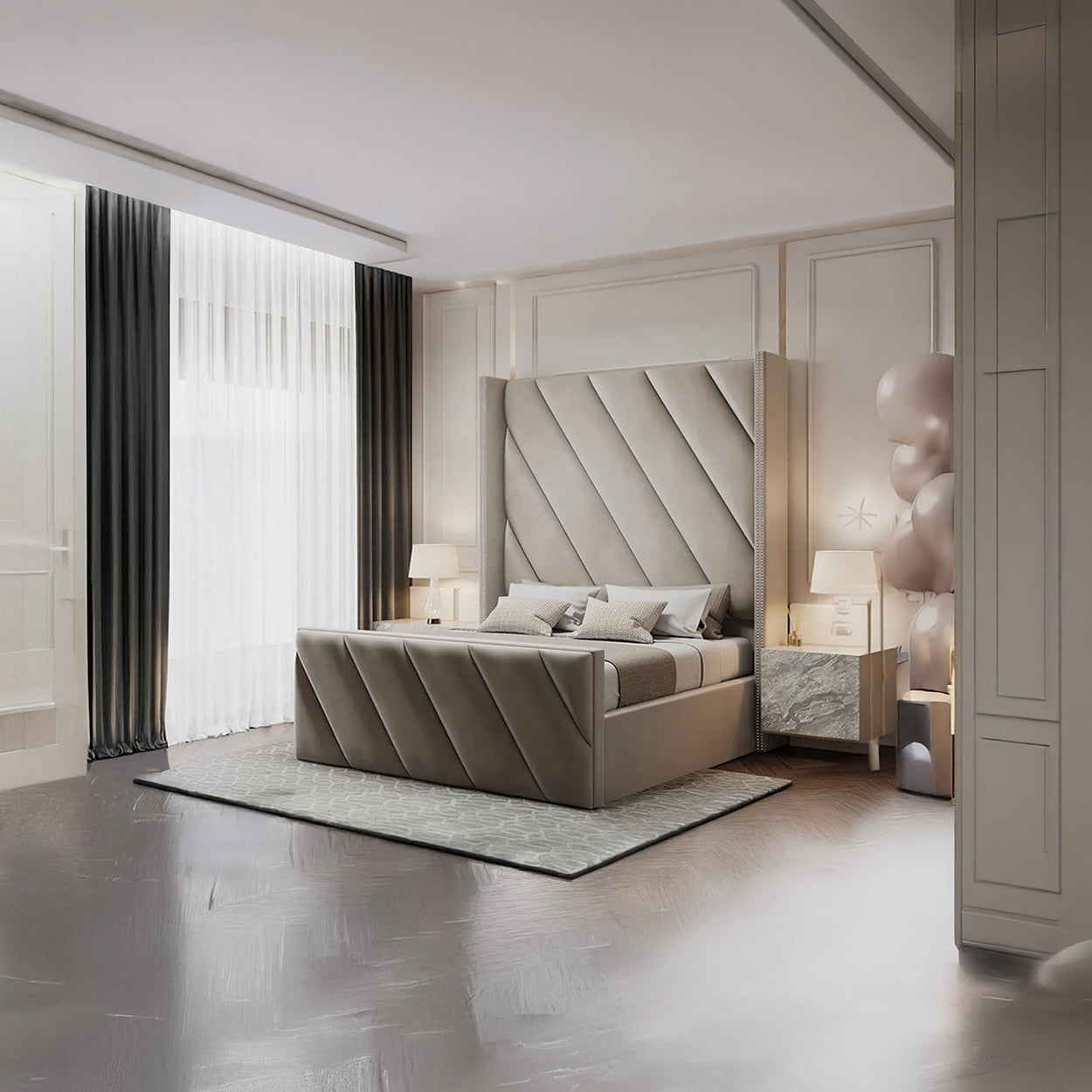 Alma Wingback Bed Frame With High Sides - Kingsize Bed Frame – Bedroomking