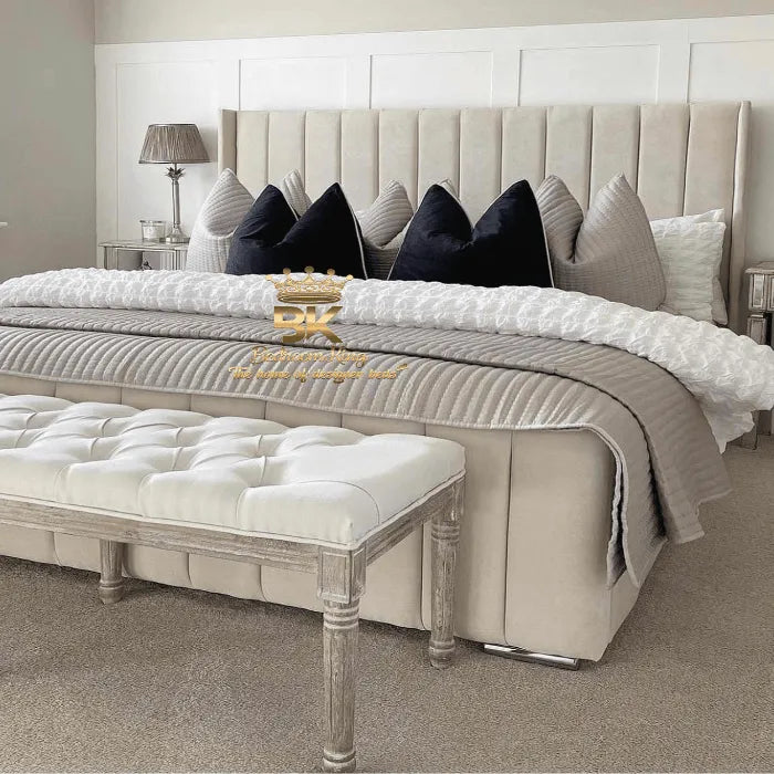 Cream Upholstered Luxury Bed Frame - Double - Kingsize - Superking ...