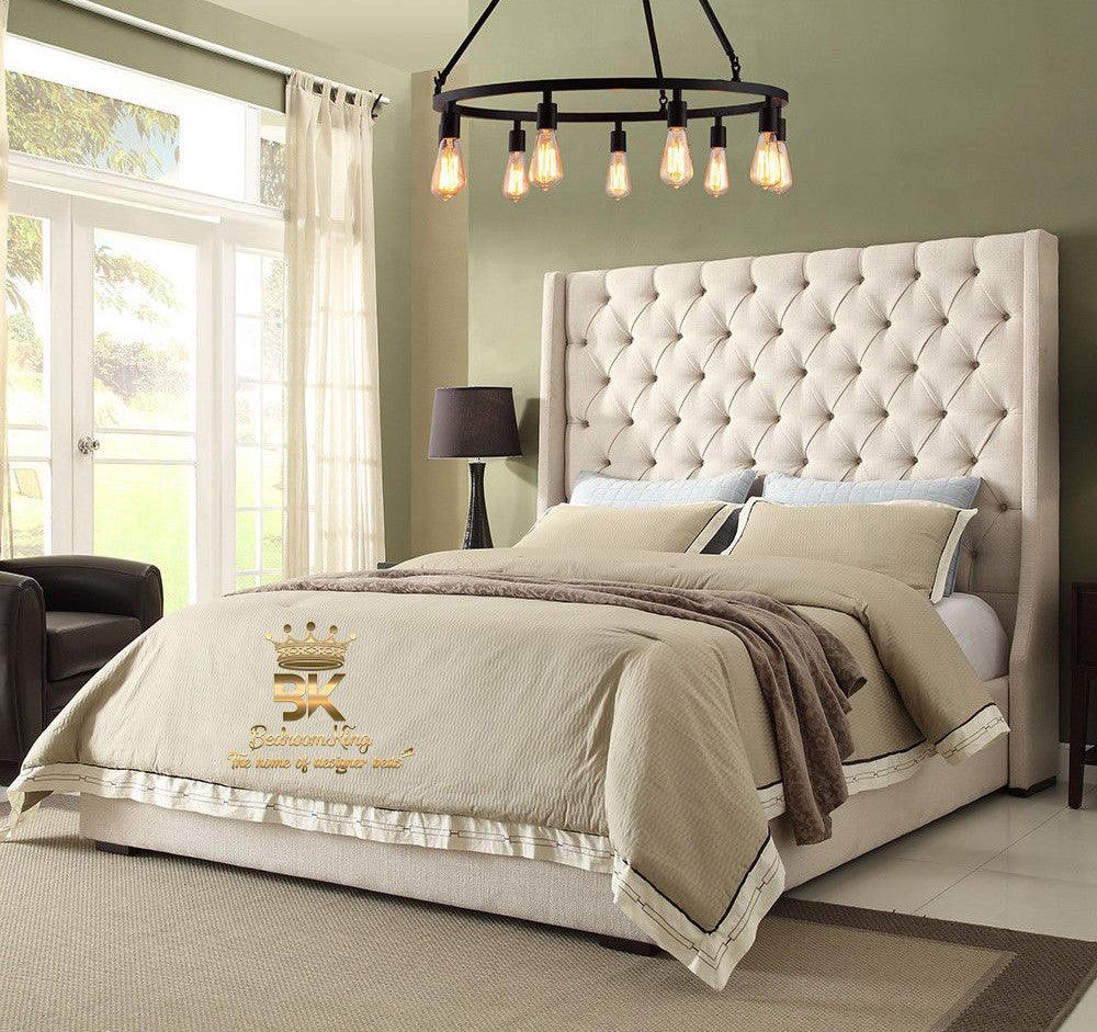 Grand Wingback Bed frame | Cream Naples | 5ft Kingsize – Bedroomking